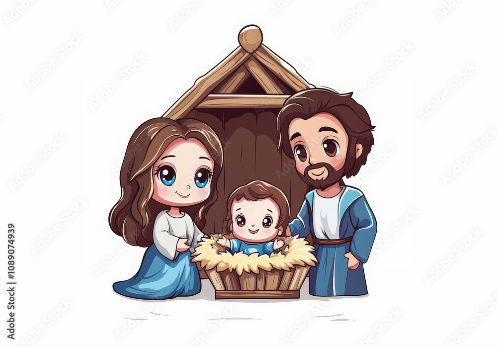 Ilustração do Stock: Dibujo del portal de belen con la virgen María ...