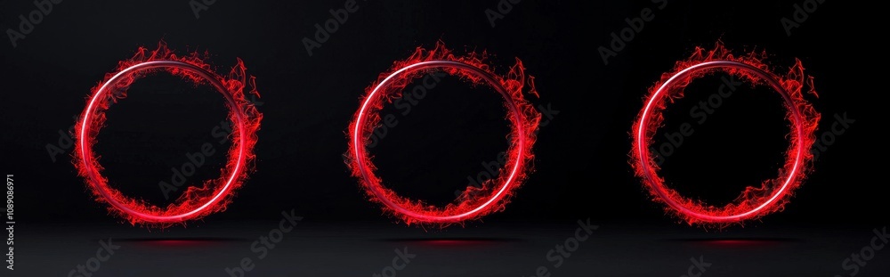 Isolated red circle frames set on transparent background. Modern ...
