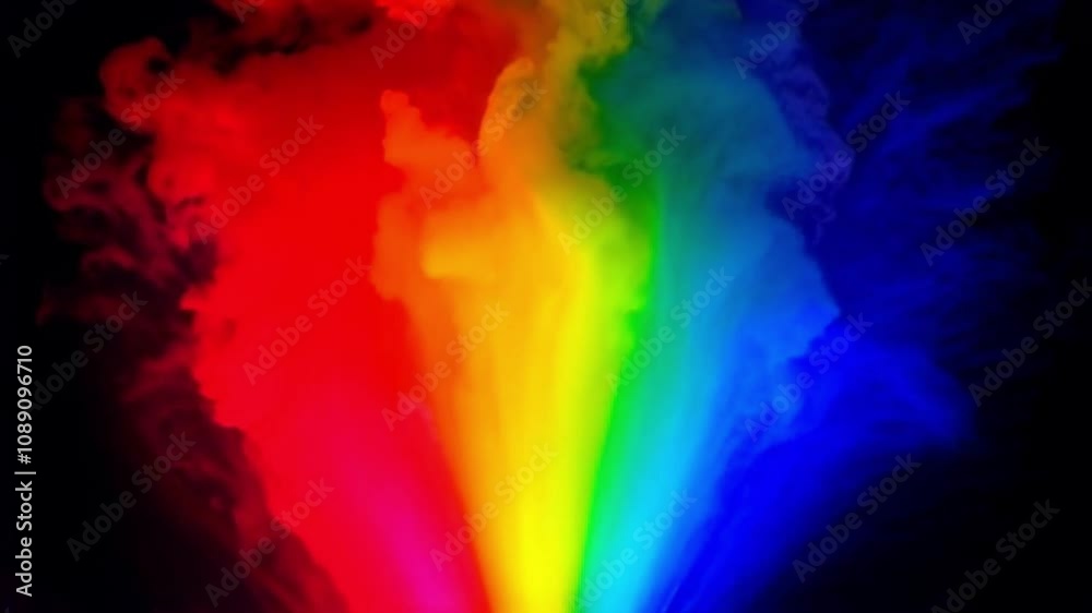 Vivid Explosion Of Bright Vivid Colors In Dynamic Rainbow Spectrum With Energetic Smoke Effects