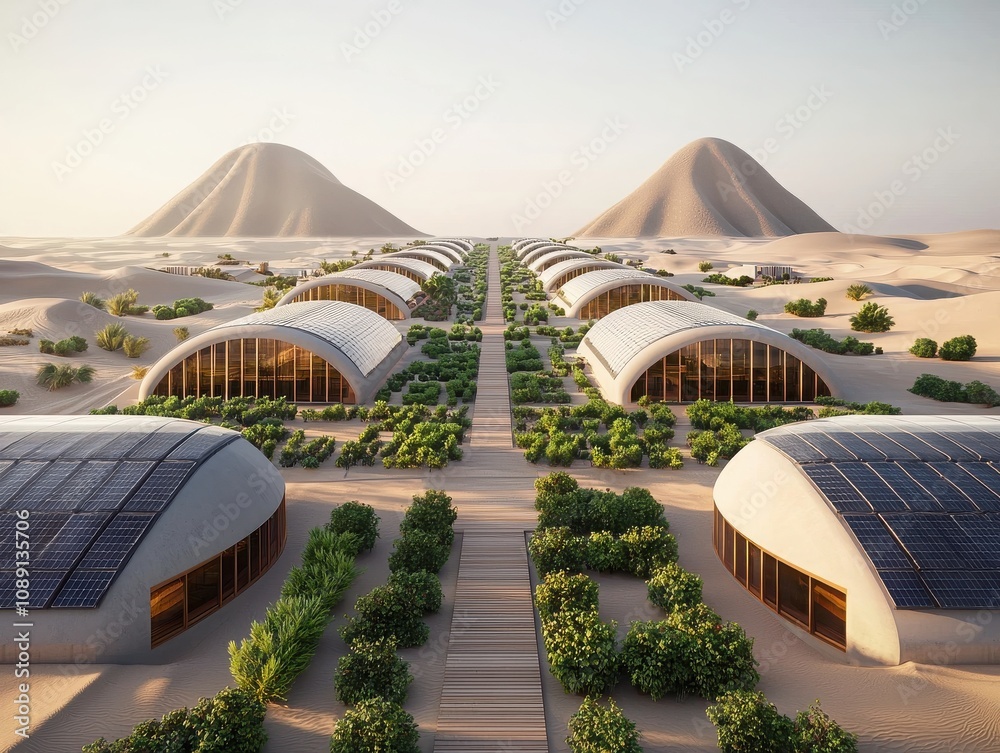 Sustainable Desert Oasis: Futuristic architecture blends with nature in ...