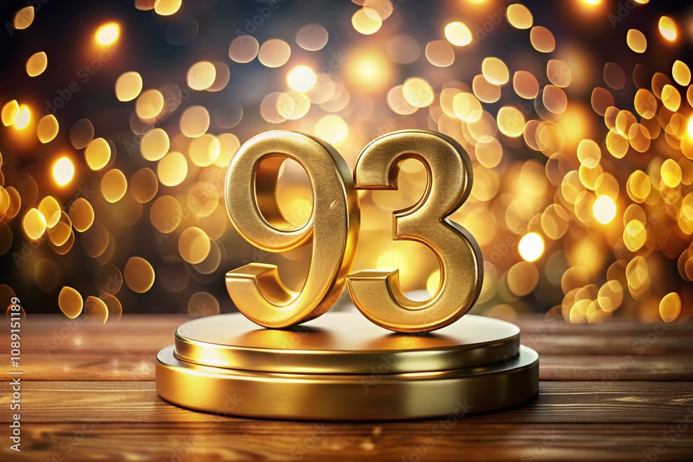 Celebrate the 93rd Year Anniversary with Golden 3D Numbers on a Round ...