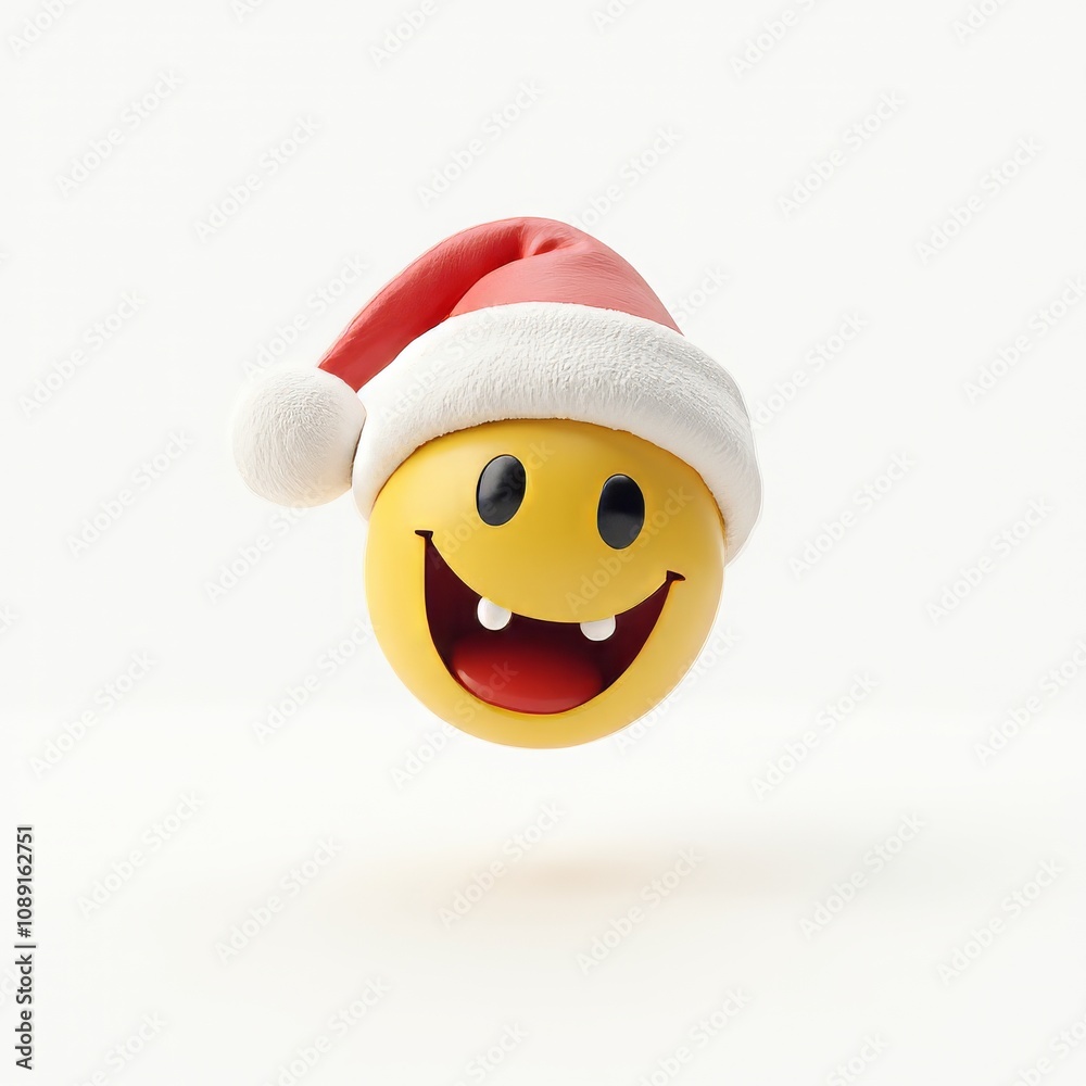 Smiling Face with Smiling Eyes Emoji Wearing a Santa Hat.Smiling Face ...