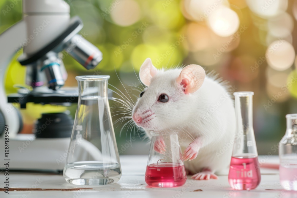 White Lab Rat Near Scientific Equipment in a Research Laboratory ...