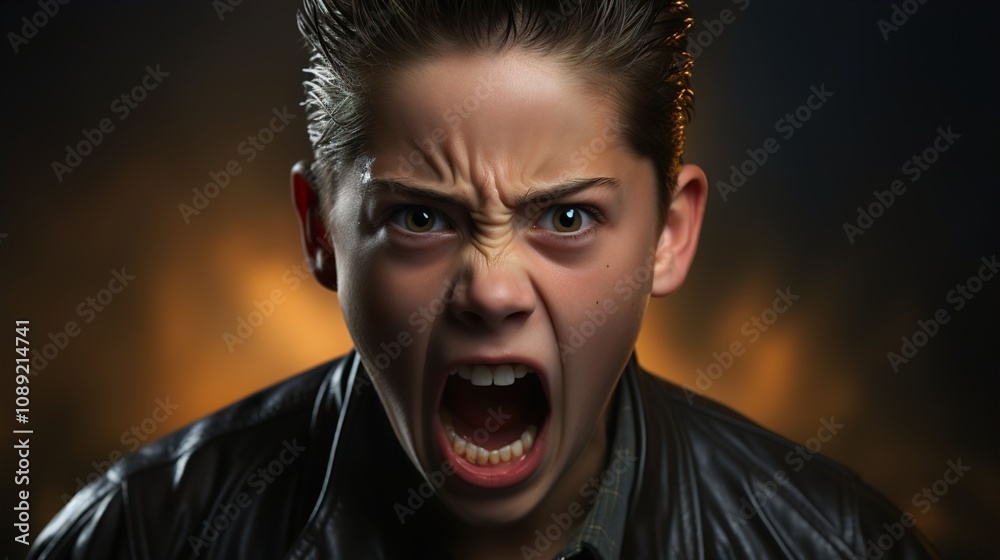 Screaming teenager boy with angry expression on his face HD 8K ...