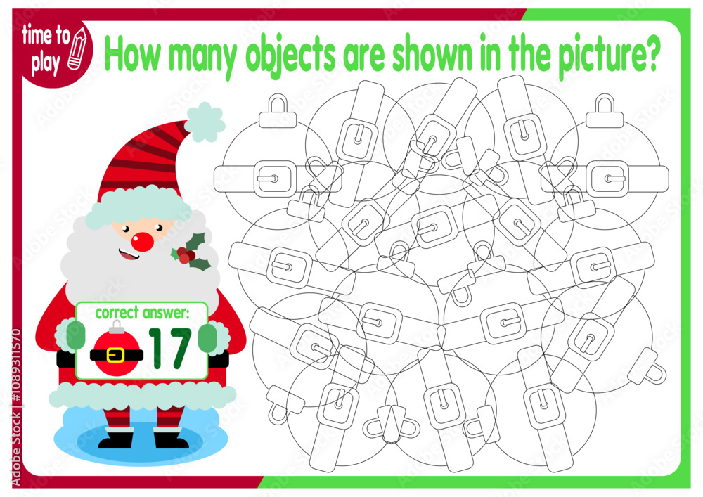 Count how many objects are hidden in the picture. Educational game for ...