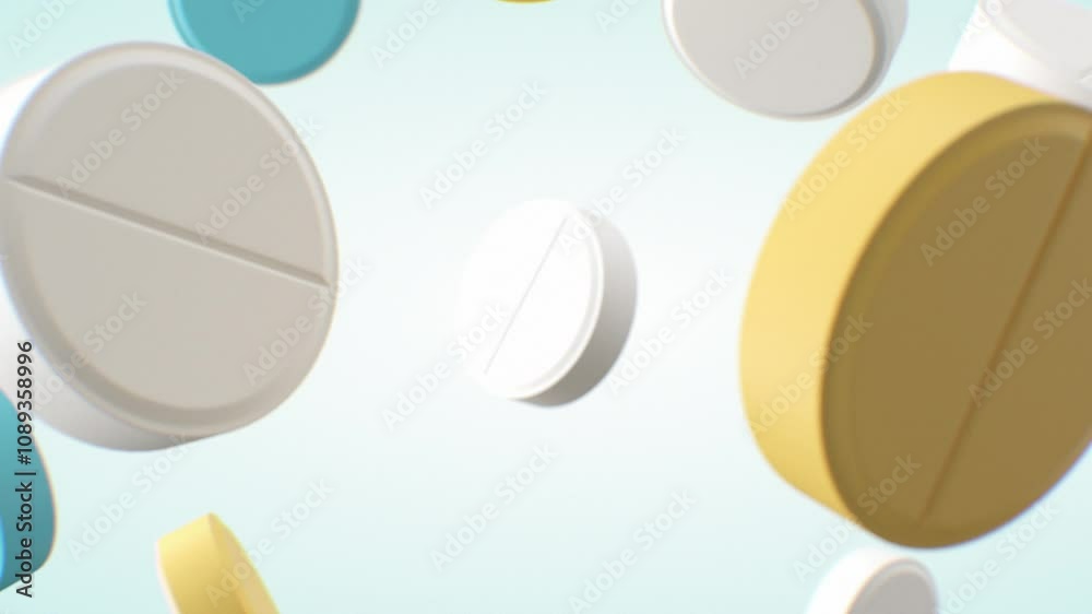 Round Colored Pills Floating Close-up Zoom Effect 3d Animation ...