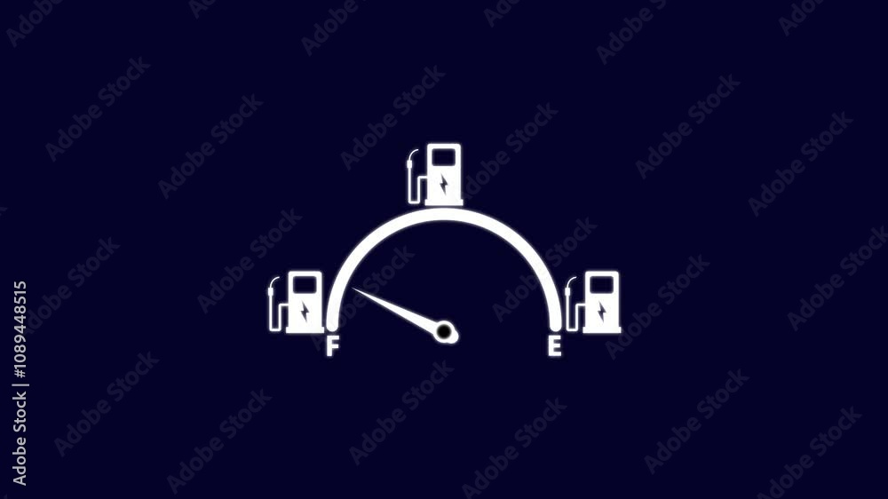 Fuel Meter Dashboard, fuel level indicator with arrow flashing low fuel ...