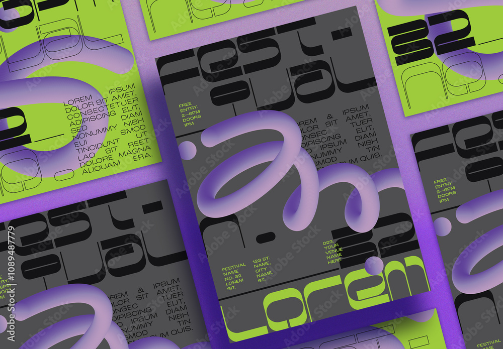 Abstract Event Flyer with 3D Shapes Stock Template | Adobe Stock