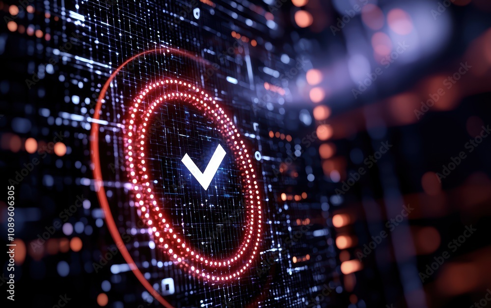 Check 3D minimalist concept. A modern digital interface featuring ...