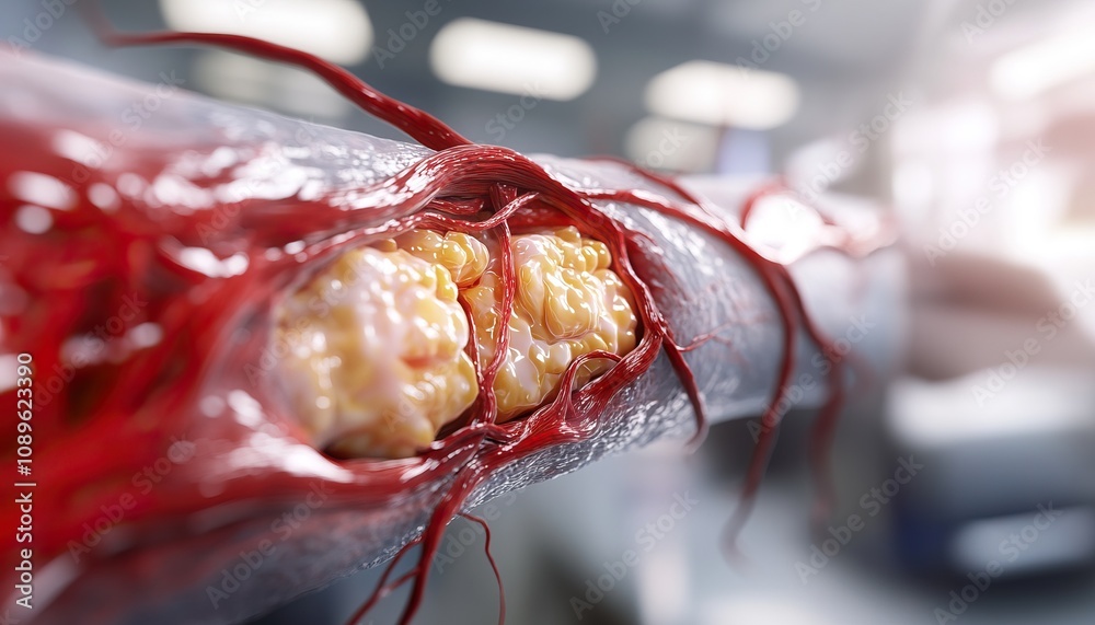 A close-up view of damaged tissue with tumors, showcasing intricate ...