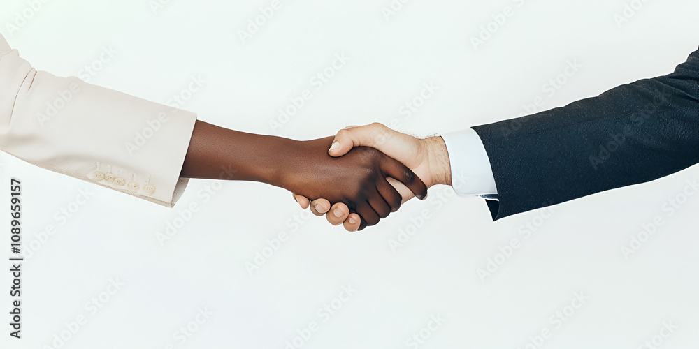 A handshake between individuals from diverse professional backgrounds ...