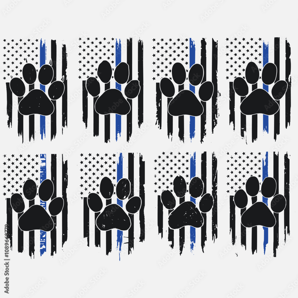 Back The Blue USA Flag Police Lives Matter Vector T shirt Design Ai Svg ...