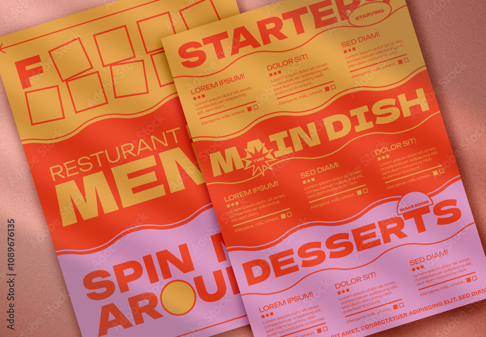 Colourful Menu with Retro Style Stock Template | Adobe Stock