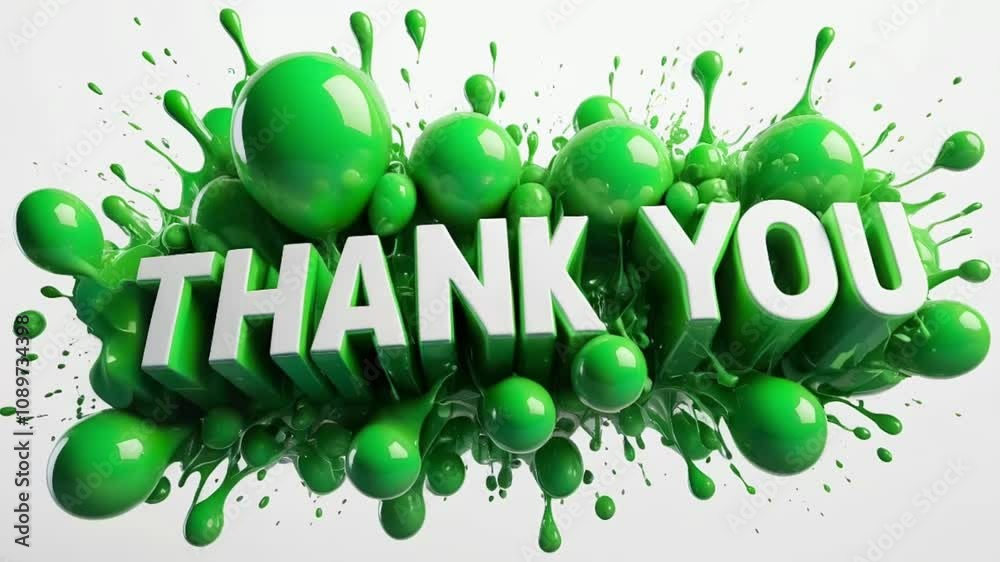 Modern 3d rendering style of a white thank you sign exploding with ...