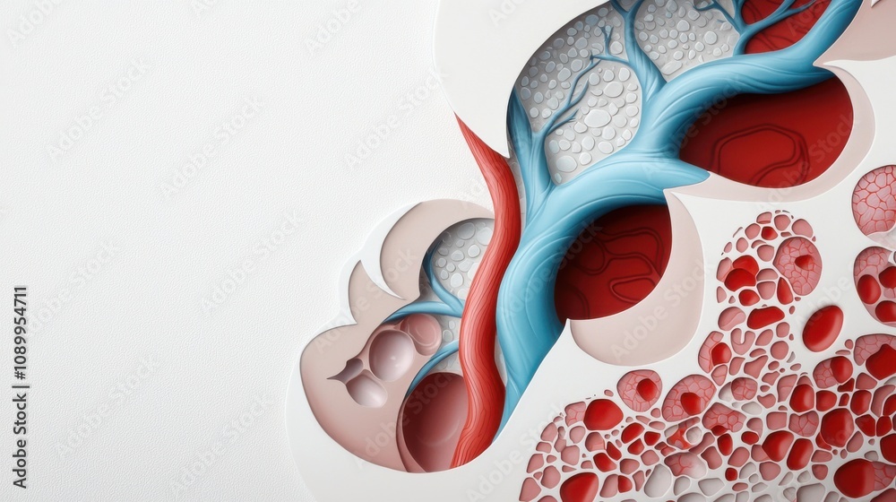 Detailed Cross Section of Heart Chambers and Vessels Stock Photo ...