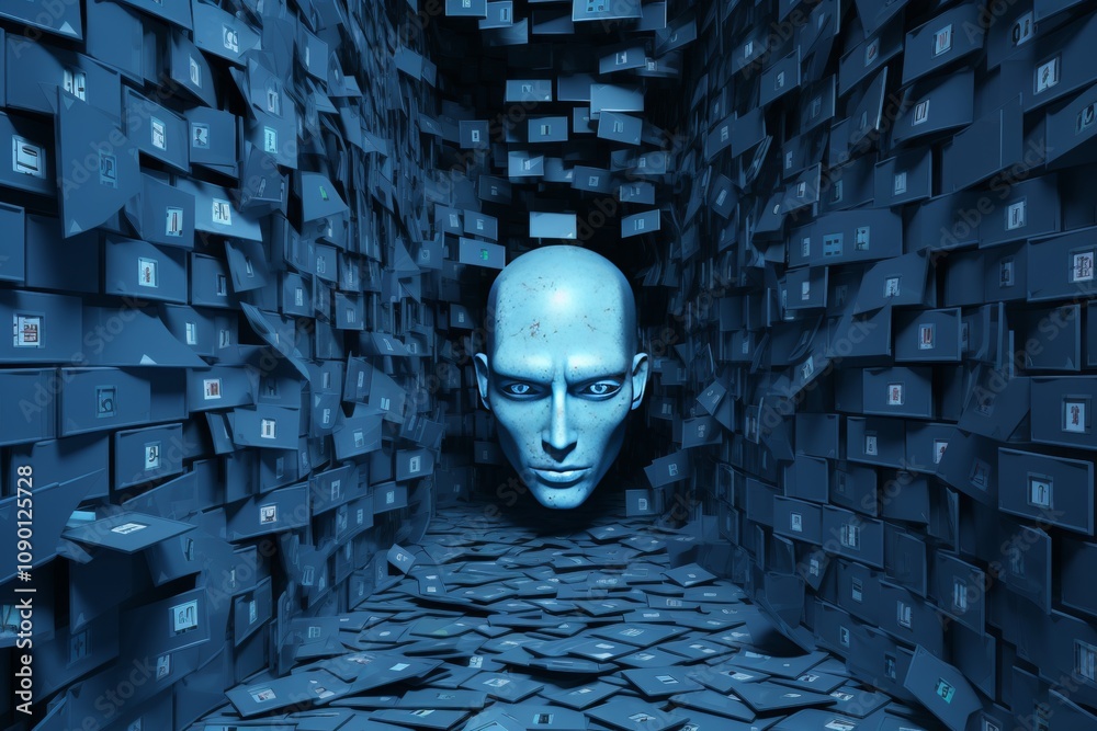 Cyberspace 3d illustration of email messages in the form of books ...