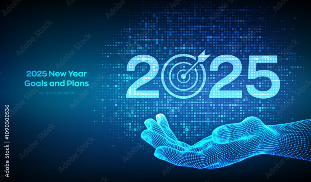 2025 New year Goals and plans. Numbers 2025 made with currency symbols ...