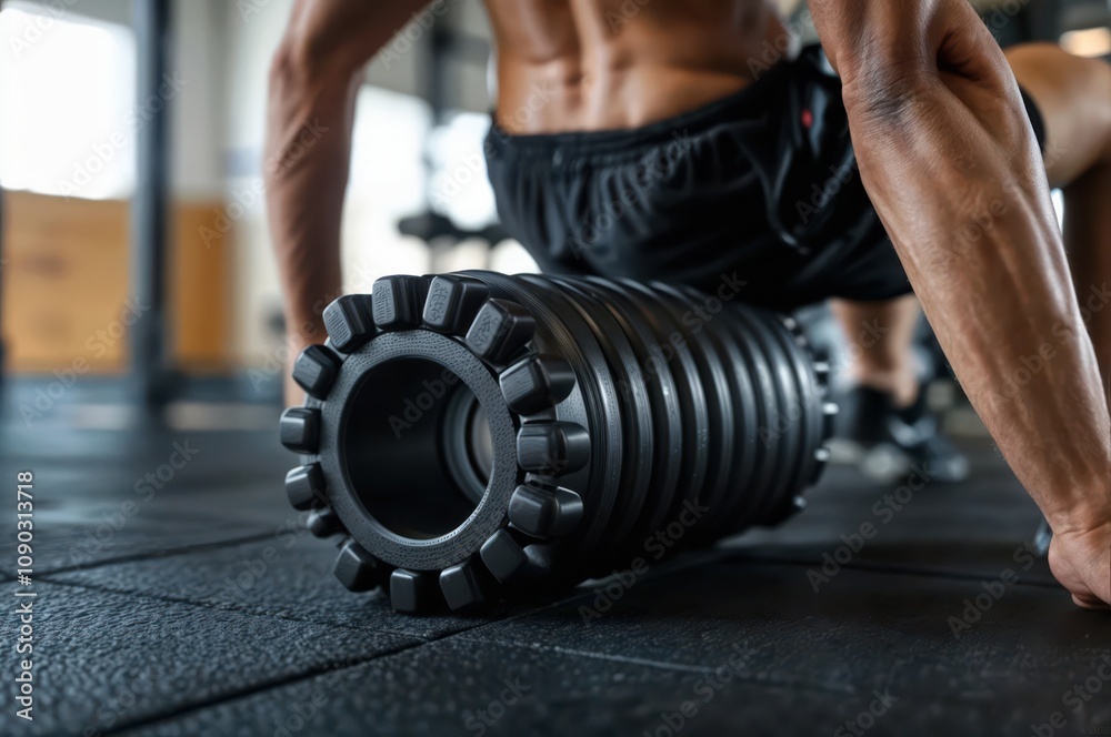 Foam Rolling for Muscle Recovery: Person Using Foam Roller in a Gym ...