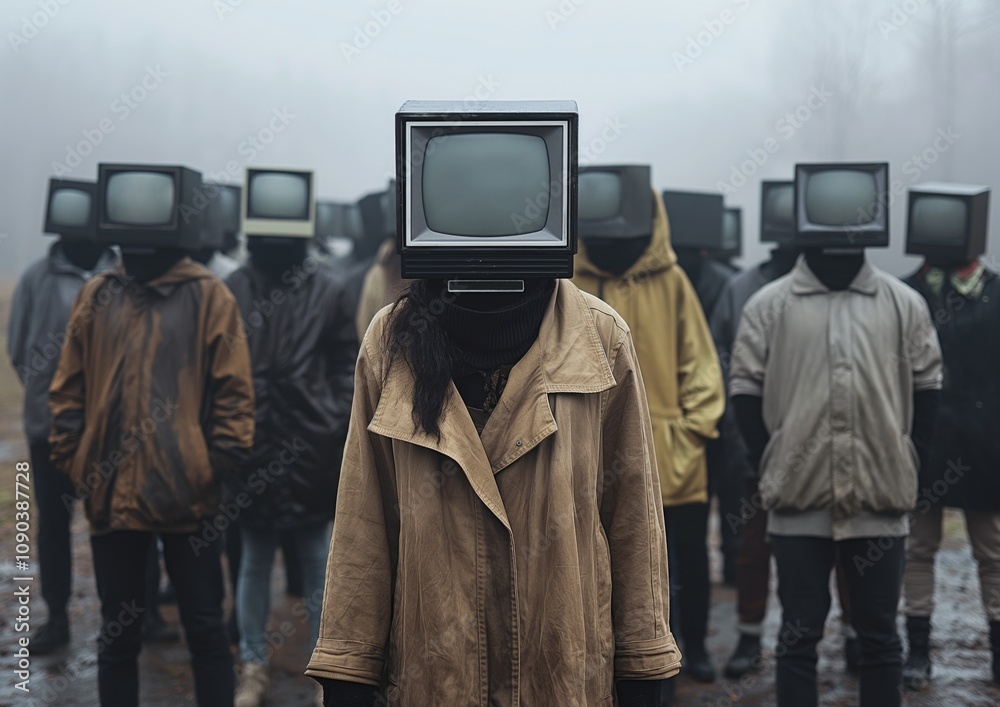 Photo & Art Print A surreal gathering of faceless figures with ...