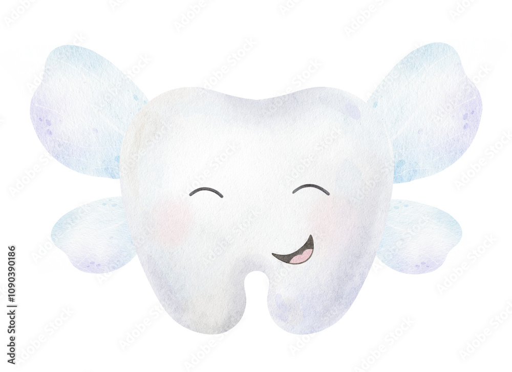 Cute Tooth with wings. Smile Kawaii Character Baby tooth fairy ...