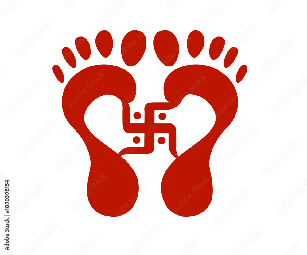 Lakshmi Footprints red color, Laxmi Footprint, Lashmi feet, footsteps ...