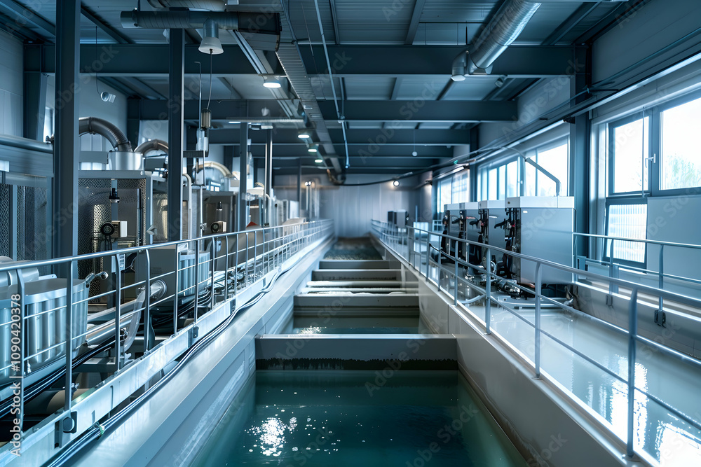 Modern wastewater treatment plant with advanced filtration, ensuring ...