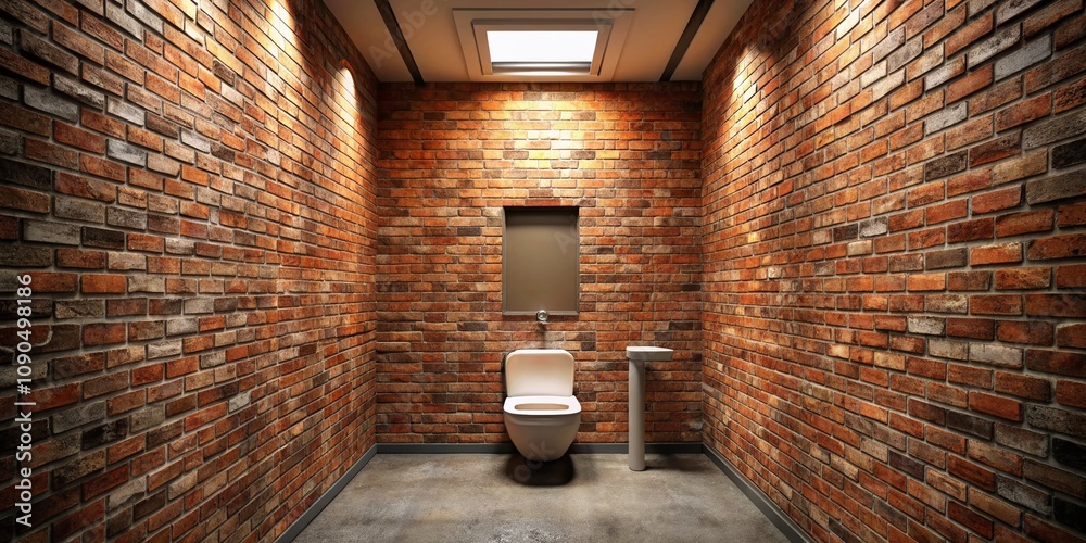 Compact Brick Restroom Featuring Squat Toilet in Urban Setting with ...