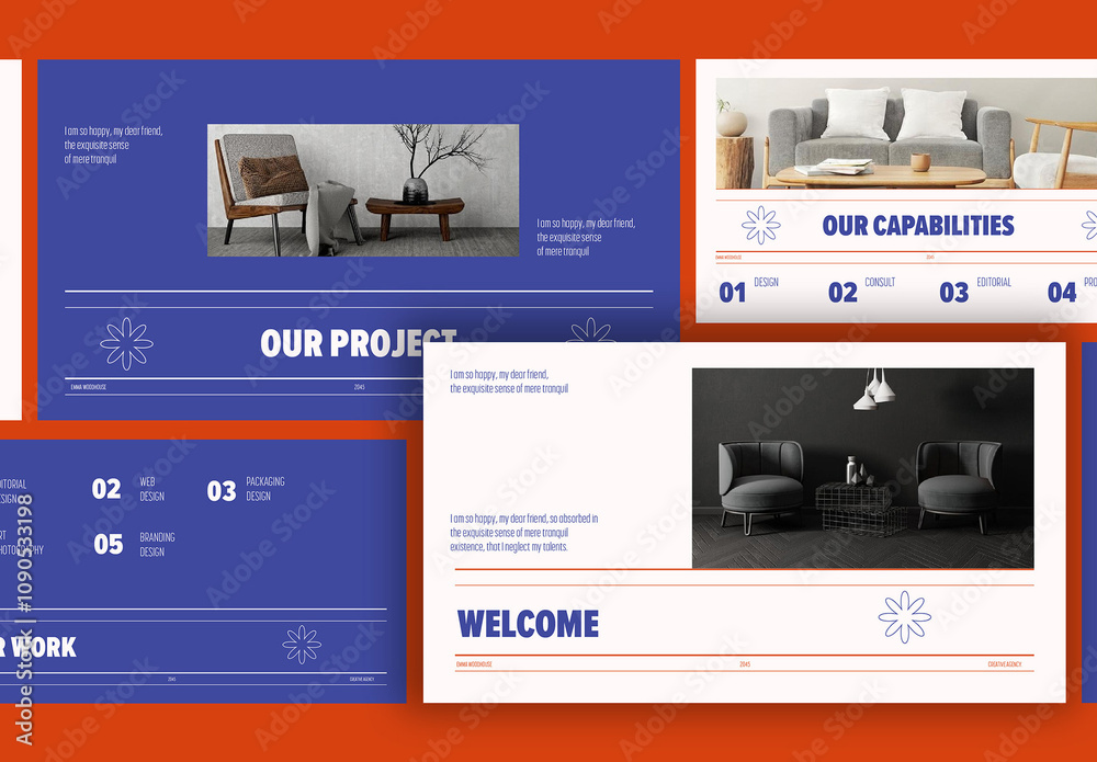 Blue White Orange Bold Creative Portfolio Presentation Stock Template ...
