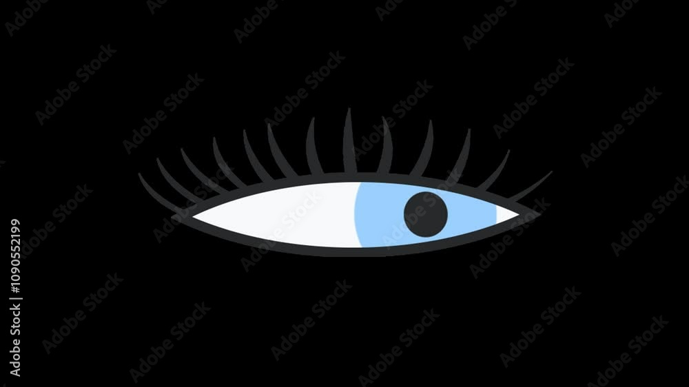 Animated eyes looking left and right. Isolation on a transparent ...