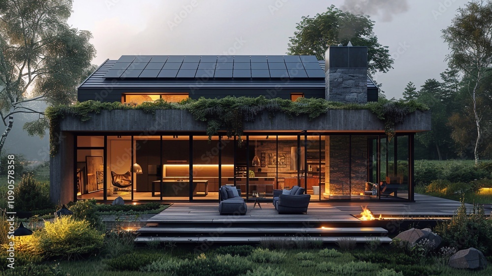 Modern Sustainable Smart House with Renewable Green Energy, Wind ...