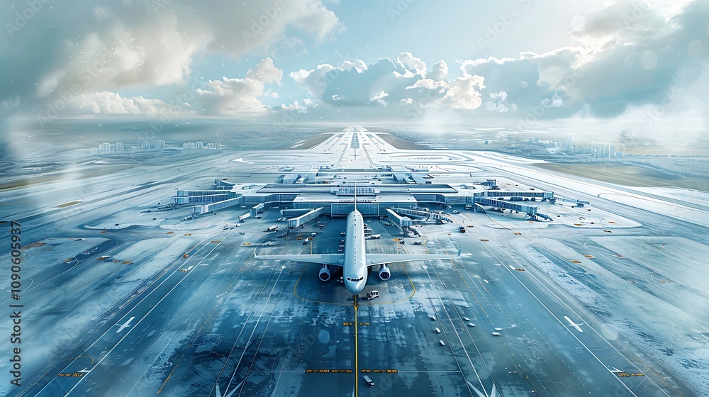 Precision architectural blueprint an international airport expansion ...