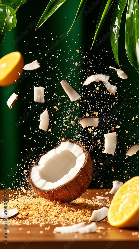 Brazilian cocada with shredded coconut, iconic Copacabana Beach in Rio ...