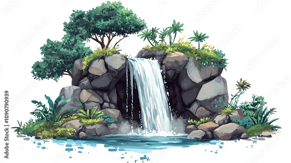 a 2D cartoon illustration of a person exploring an ancient ruin ...