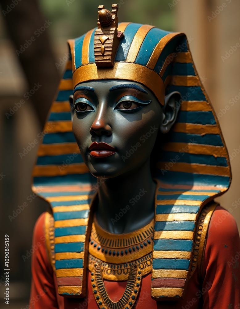 pharaoh of the Egyptian empire with smooth facial features, ebony tree ...
