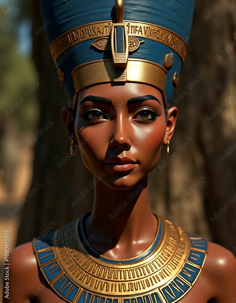 pharaoh of the Egyptian empire with smooth facial features, ebony tree ...