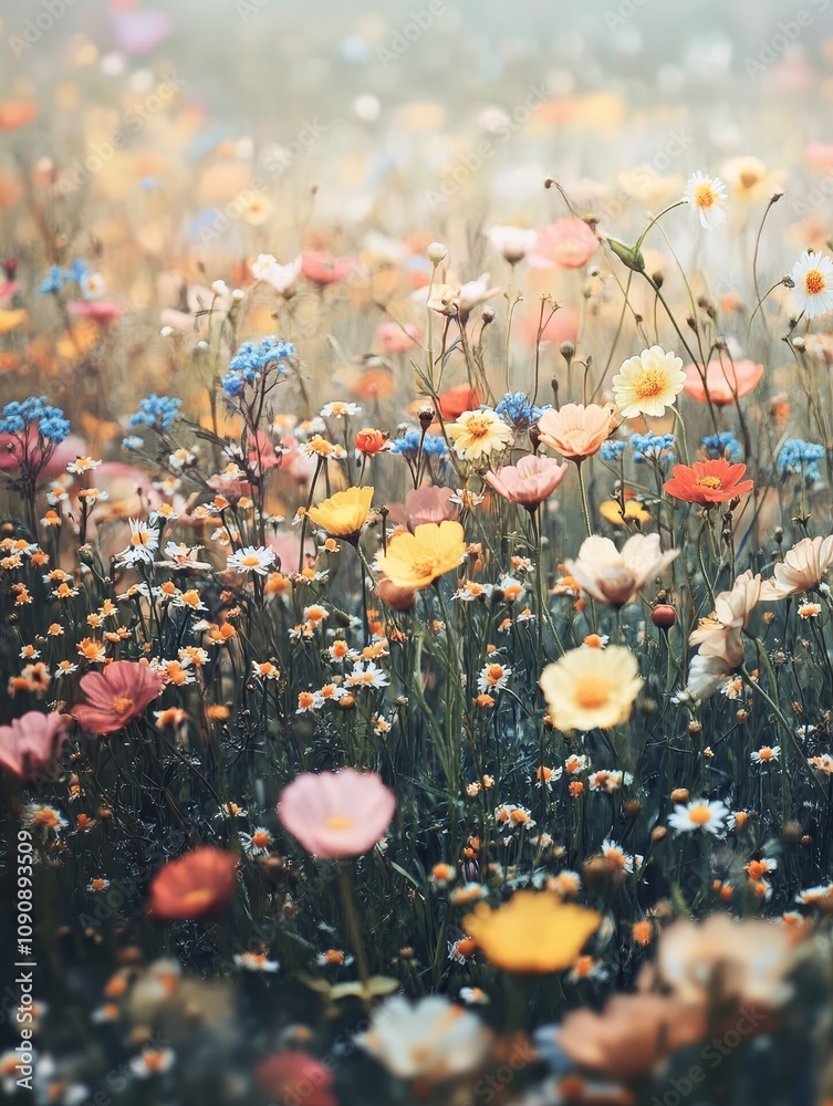 Vibrant Wildflower Meadow in Summer - A breathtaking field of ...