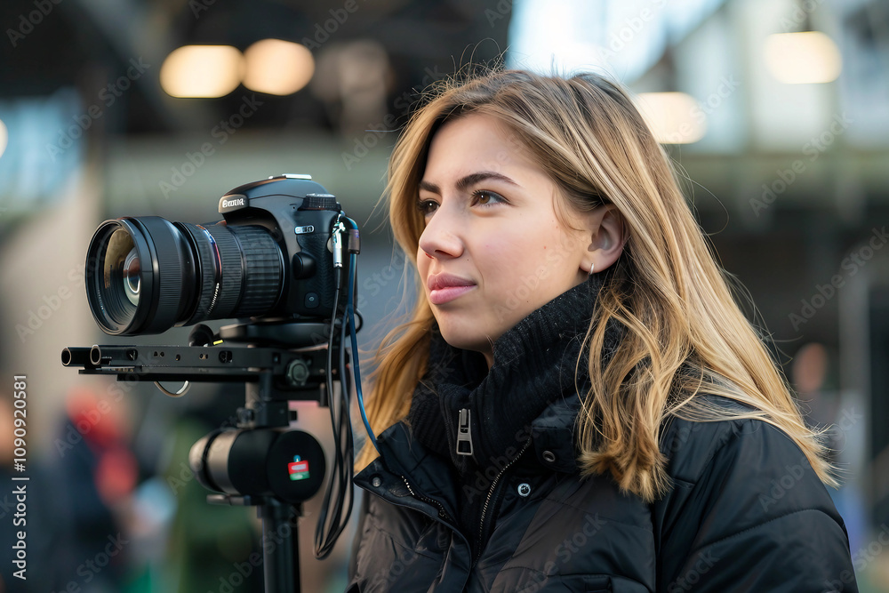 Generative AI professional male female Television Reporter in broadcast ...
