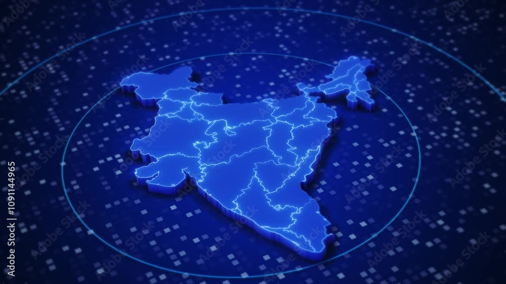 Futuristic Digital India country. Data Technology Globe on India ...