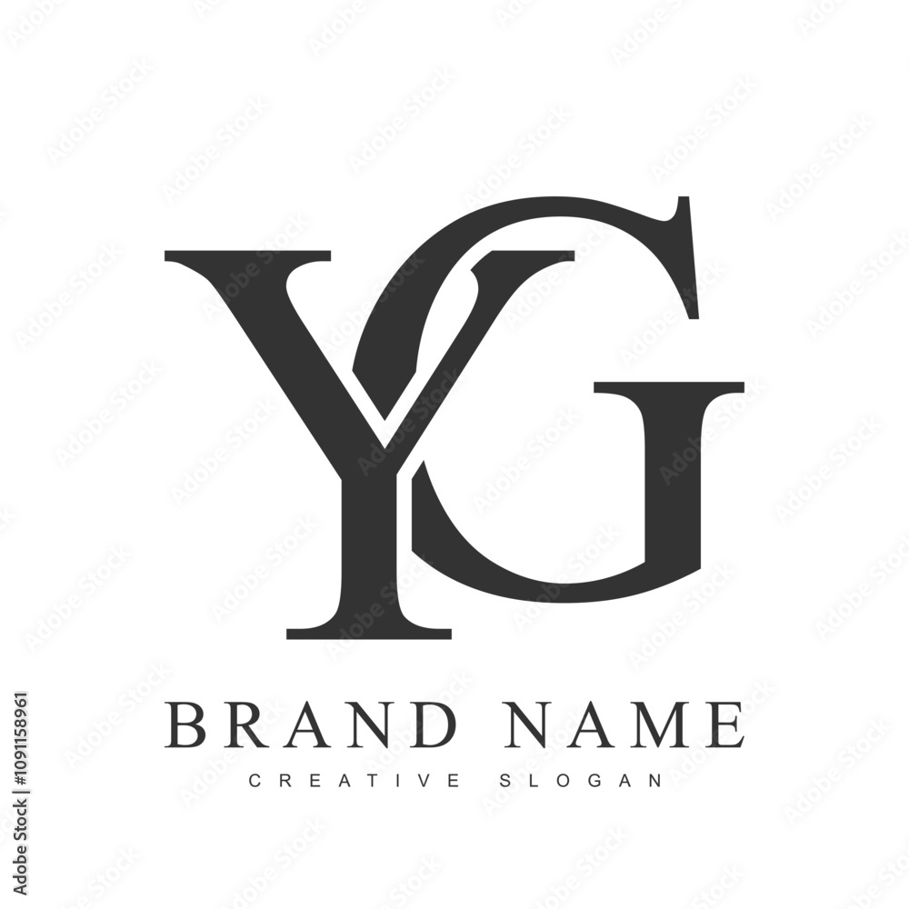 YG trendy logotype template. Initial letter y and g classic font style ...
