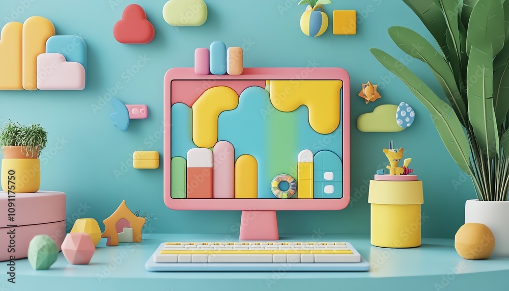 A colorful elearning platform for kids, featuring interactive digital ...