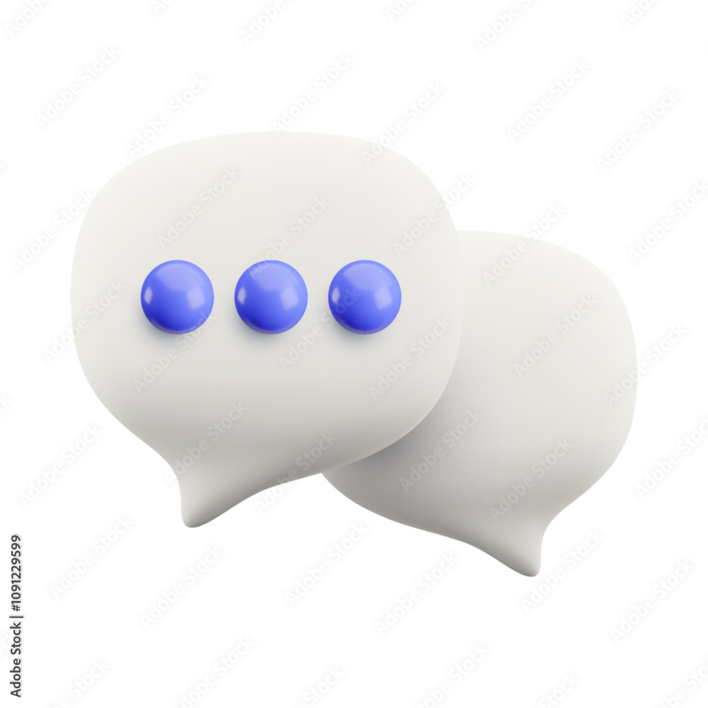 Vector cartoon minimal 3d talk icon. Realistic render of white speech ...