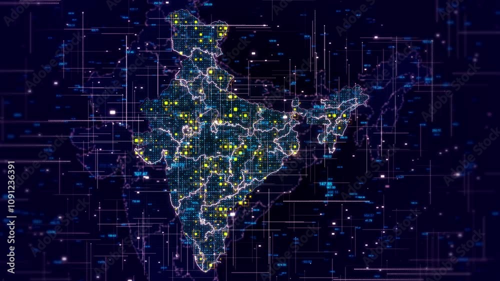 Digital map of India Indian futuristic background. world map, world ...