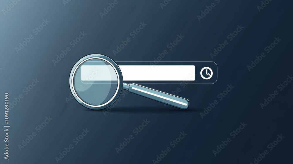 Magnifying Glass and Search Bar Graphic on Dark Background Representing ...