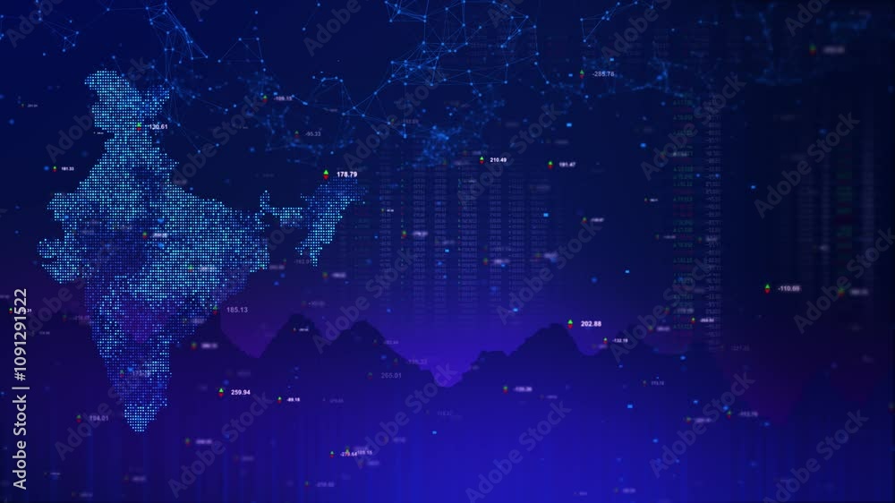 Digital India India Map of India Futuristic economy finance currency 3D ...