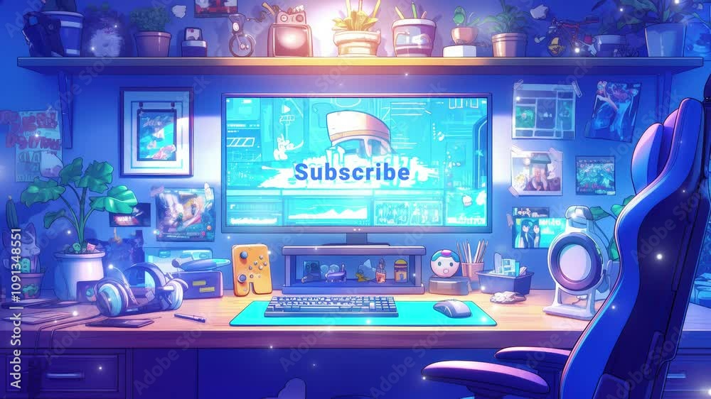 Creative workspace glowing with digital art and personal touches at ...