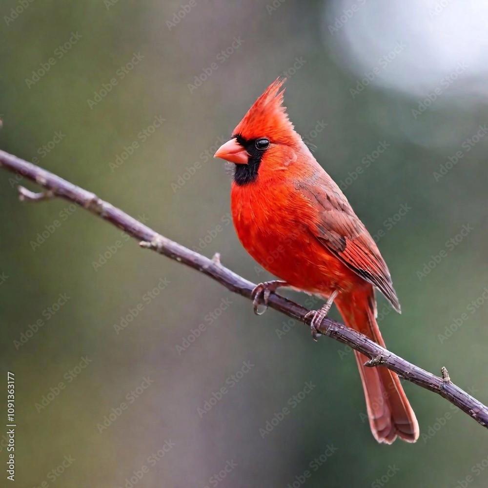 A high-resolution ultrarealistic photo of two cardinals perched on thin ...