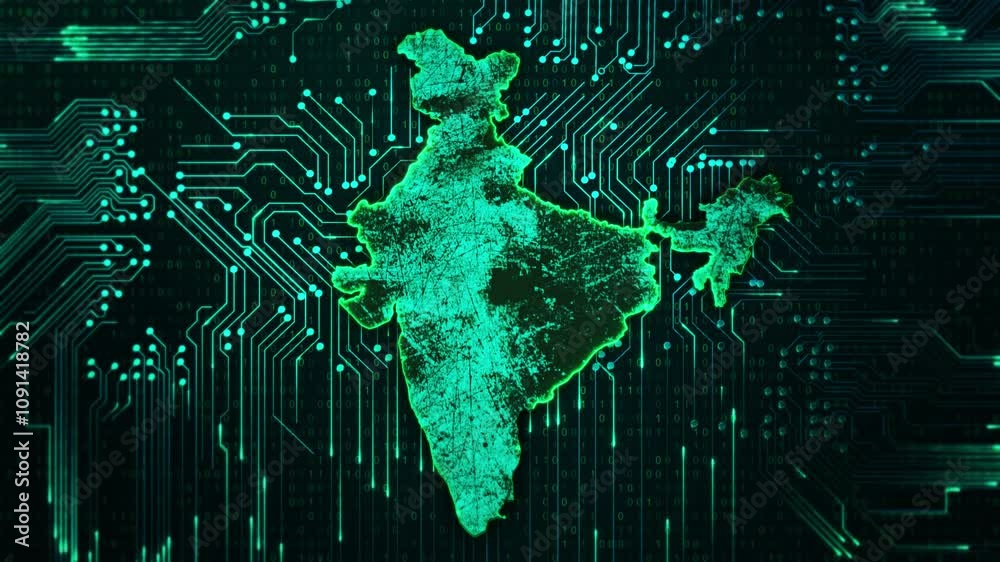 Futuristic Digital India indian Map World Map geometric Animation cyber ...