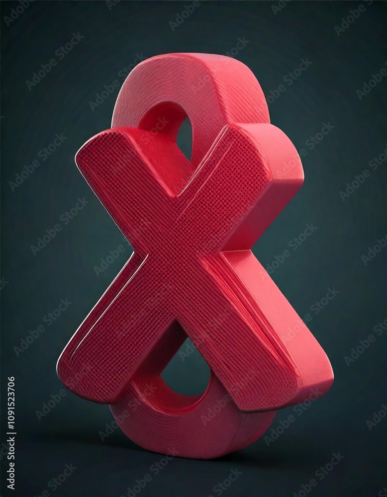 Cartoon 3D negative cross mark with exaggerated curves, bold outlines ...