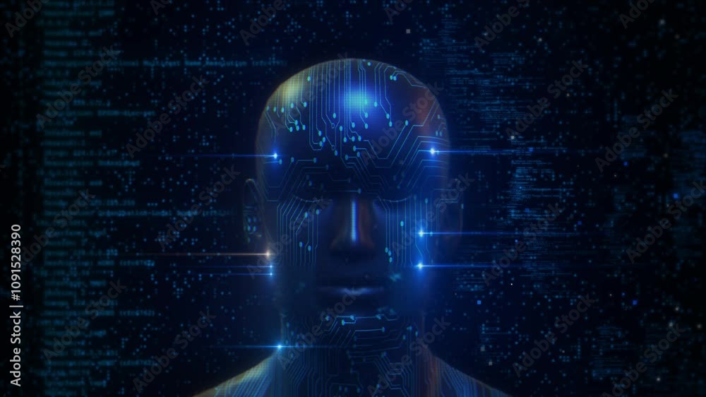 Digital Human head brain network AI artificial intelligence Deep learning concept. face virtual ...