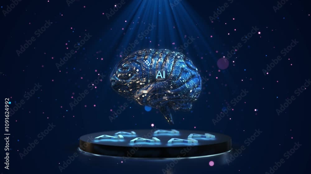 Cyber Sci-fi futuristic Digital Human brain hologram virtual world of ...